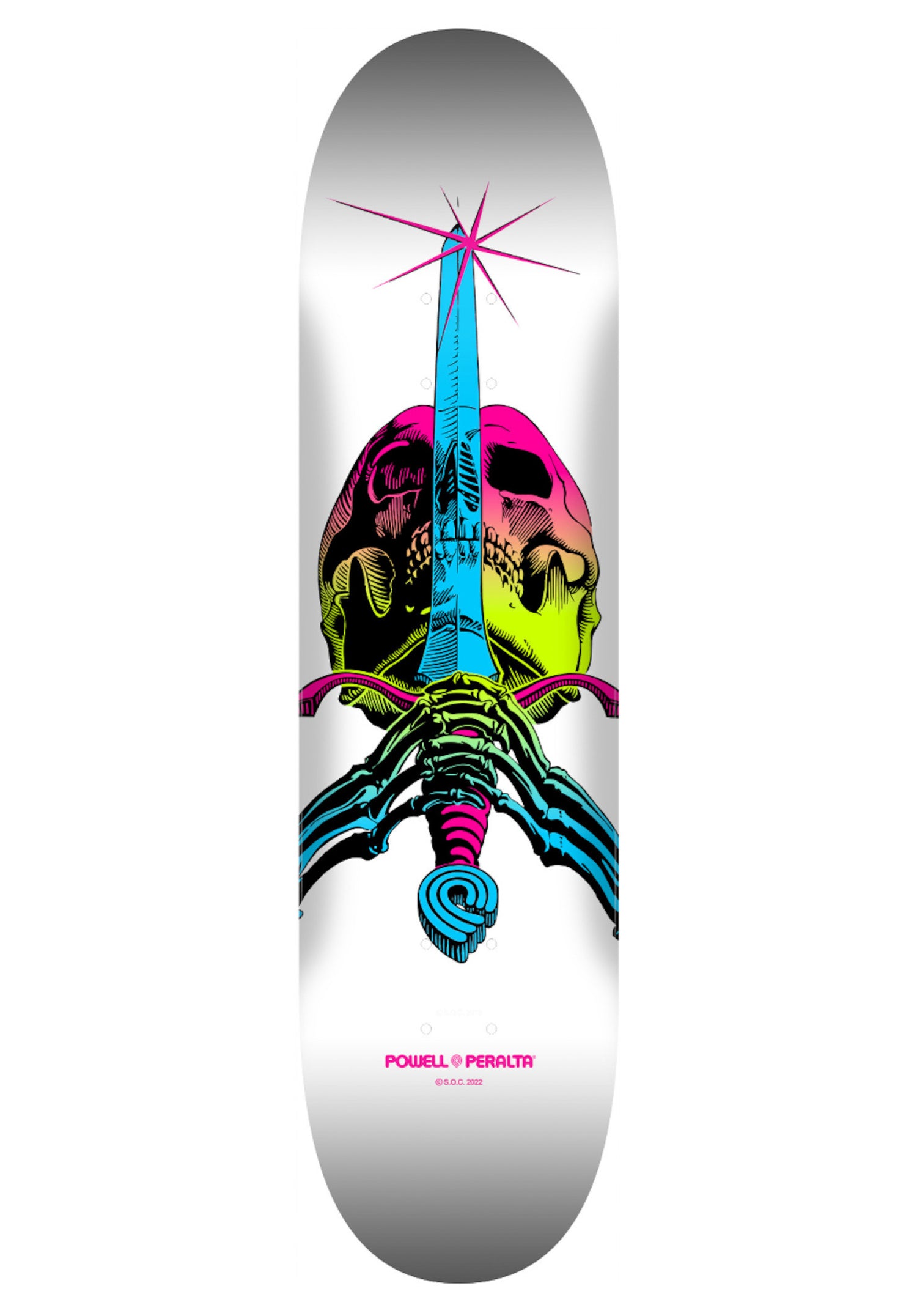 Skull & Sword Fade Popsicle Powell-Peralta Deck in lime fade / white ...