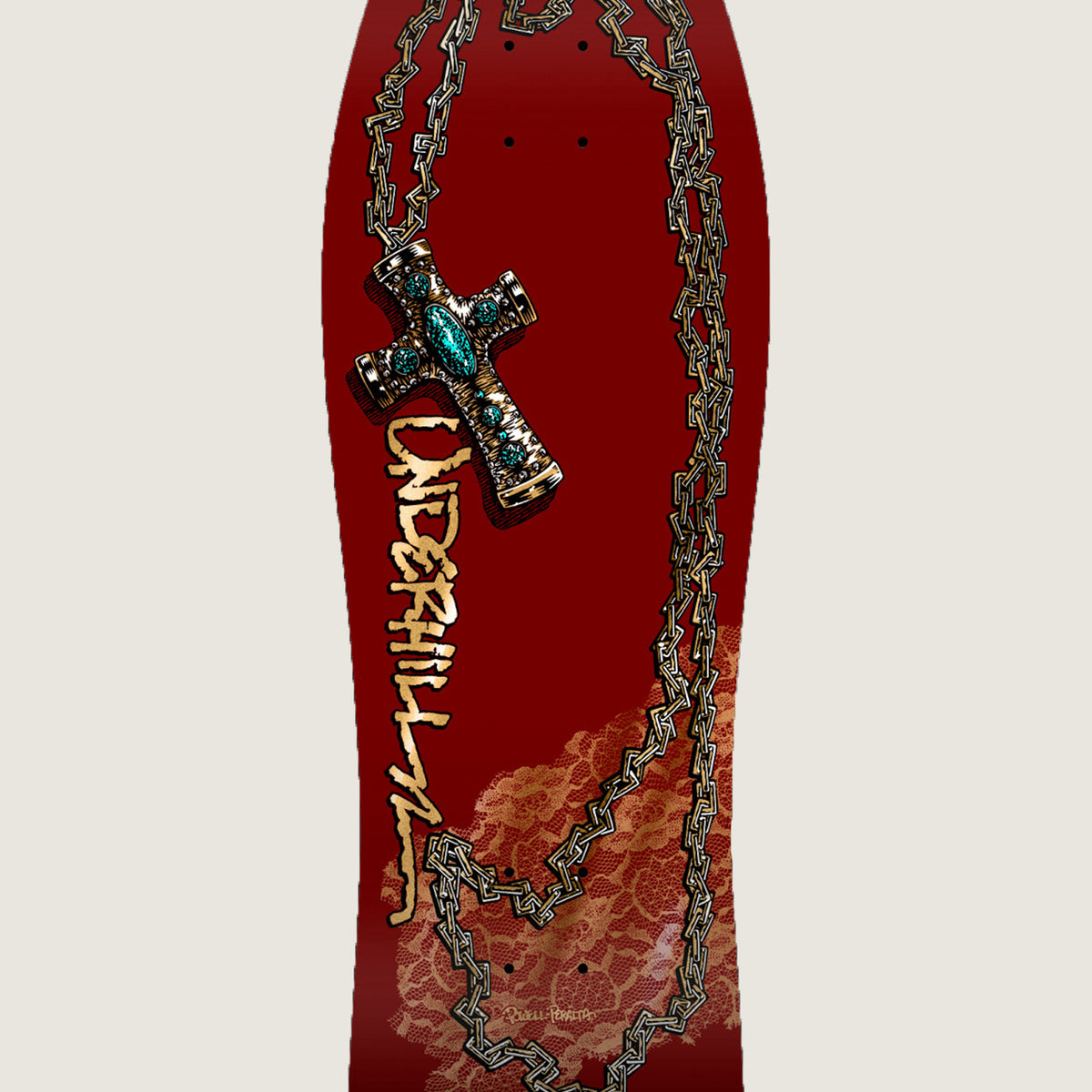 Ray Underhill Chain & Cross Powell-Peralta Deck in burgundy/gold-foil ...