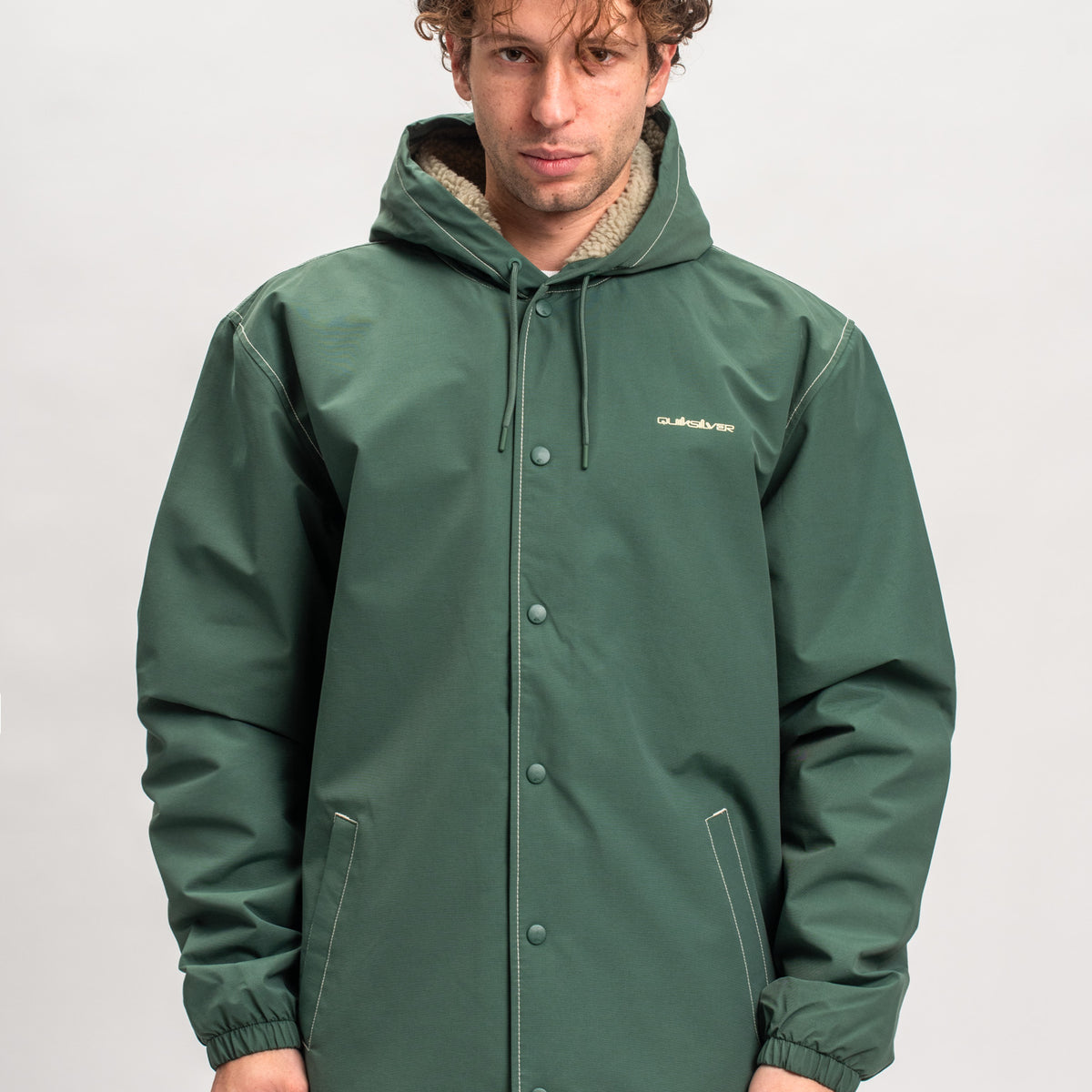 Rain Cloud Warm Hooded Coach Quiksilver Light Jacket in forest for men ...