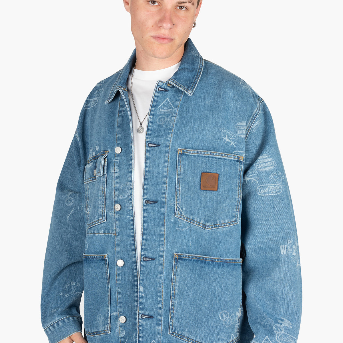 Stamp Jacket Carhartt WIP Light Jacket in stampprint-bluebleached for ...